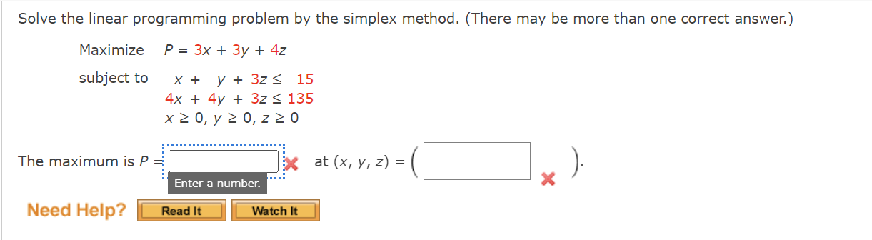 Solved Solve the linear programming problem by the simplex | Chegg.com