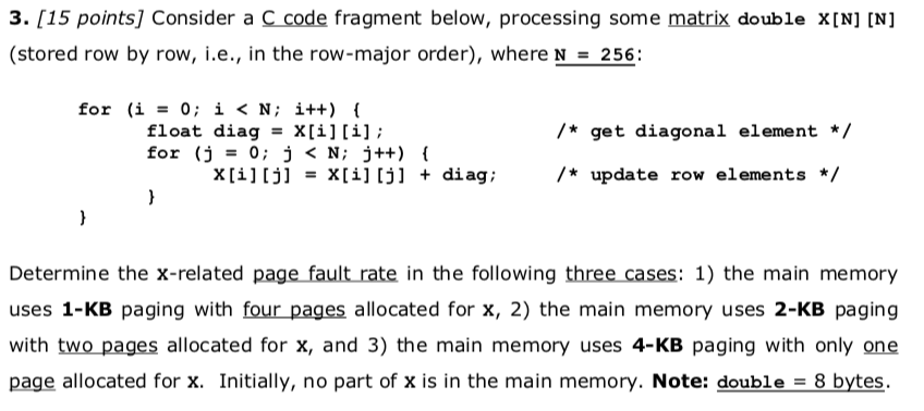 3. (15 points] Consider a C code fragment below, | Chegg.com
