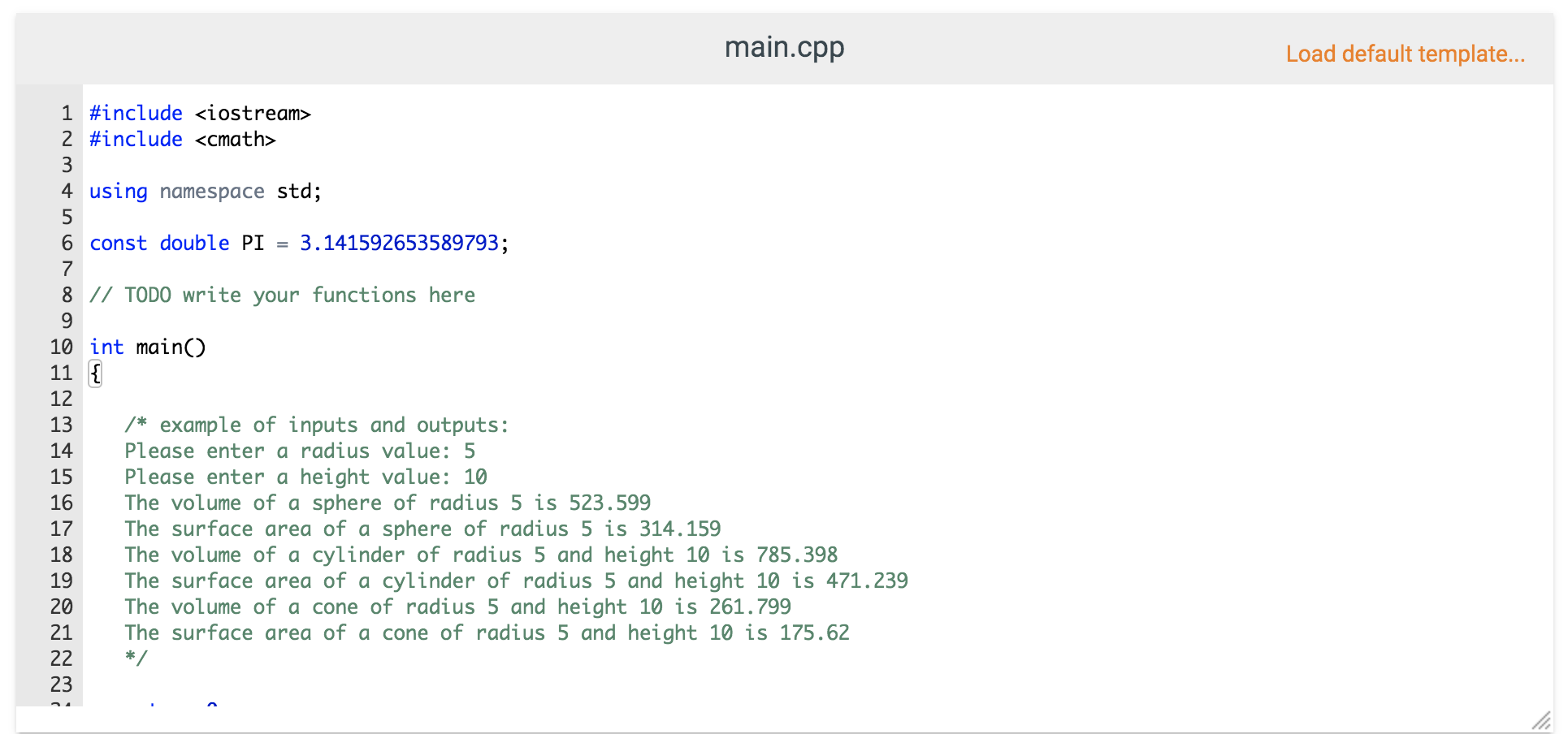 Solved 1. Write the following functions double sphere_volume | Chegg.com