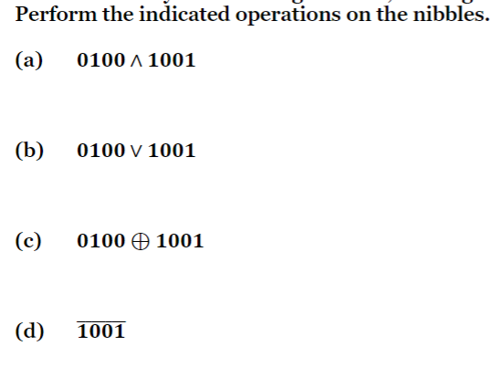 Solved Perform the indicated operations on the nibbles. (a) | Chegg.com