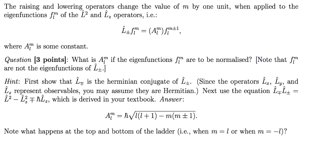 Solved The raising and lowering operators change the value | Chegg.com