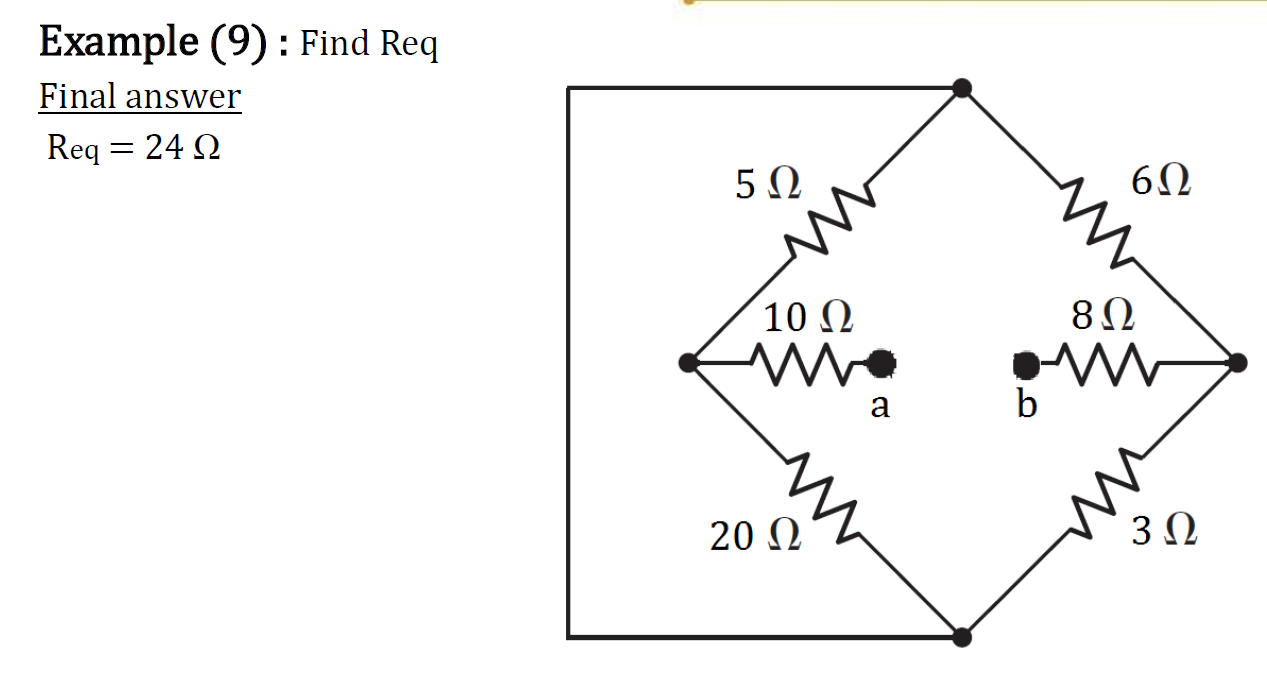 Solved Example (9) : Find Req Final answer Req = 24 Ω 5 Ω 6Ω | Chegg.com
