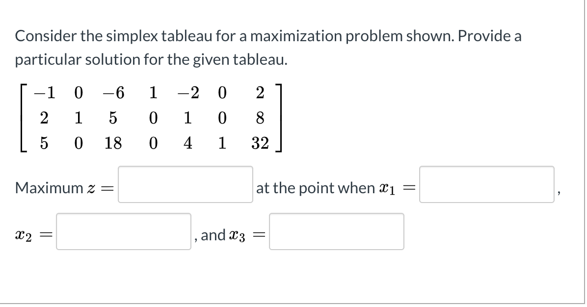 Solved Consider the simplex tableau for a maximization | Chegg.com