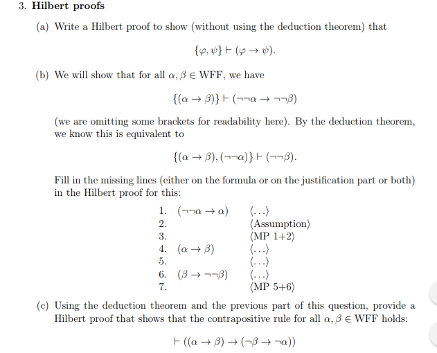 Solved 3. Hilbert proofs (a) Write a Hilbert proof to show | Chegg.com