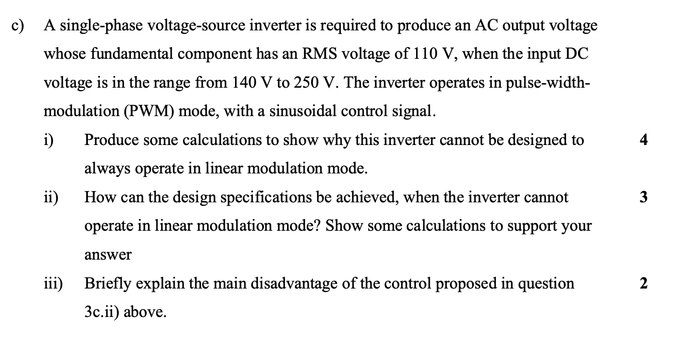 Solved c) A single-phase voltage-source inverter is required | Chegg.com