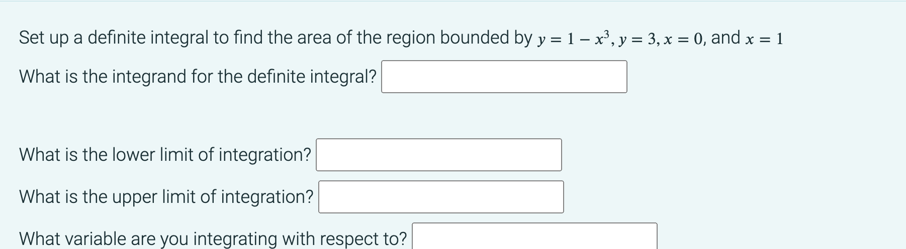 Solved Set up a definite integral to find the area of the | Chegg.com