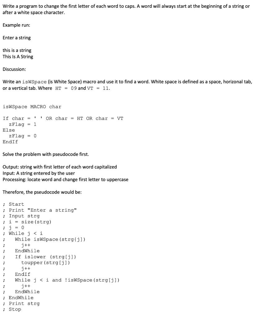 Write a program to change the first letter of each | Chegg.com