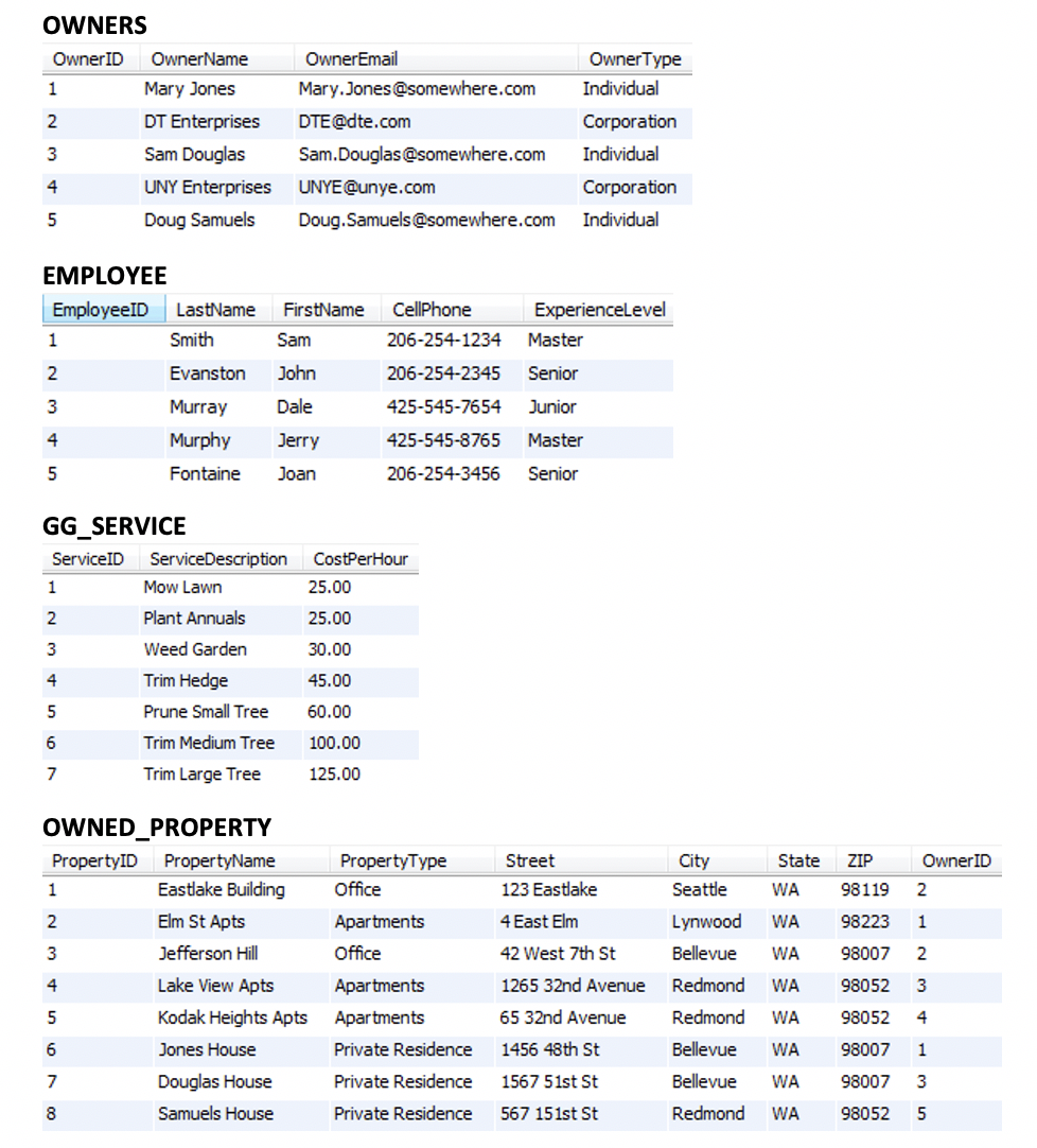 Solved OWNERS OwnerID 1 Owner Name Mary Jones Owner Type | Chegg.com
