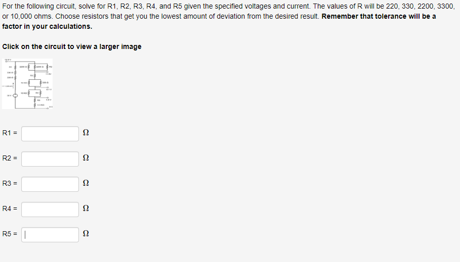 Solved For the following circuit, solve for R1, R2, R3, R4, | Chegg.com