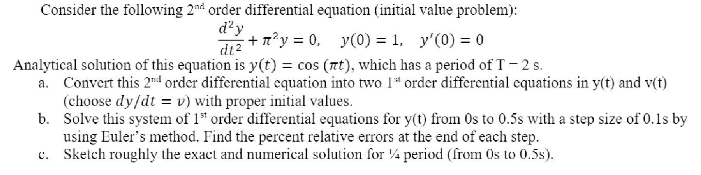 Solved Consider the following 2nd order differential | Chegg.com