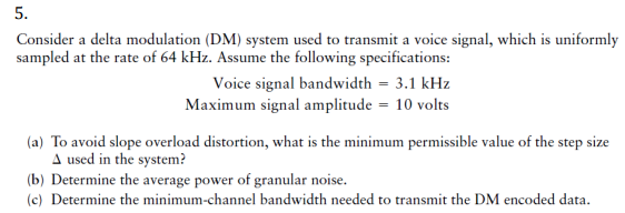 Solved 5. Consider a delta modulation (DM) system used to | Chegg.com