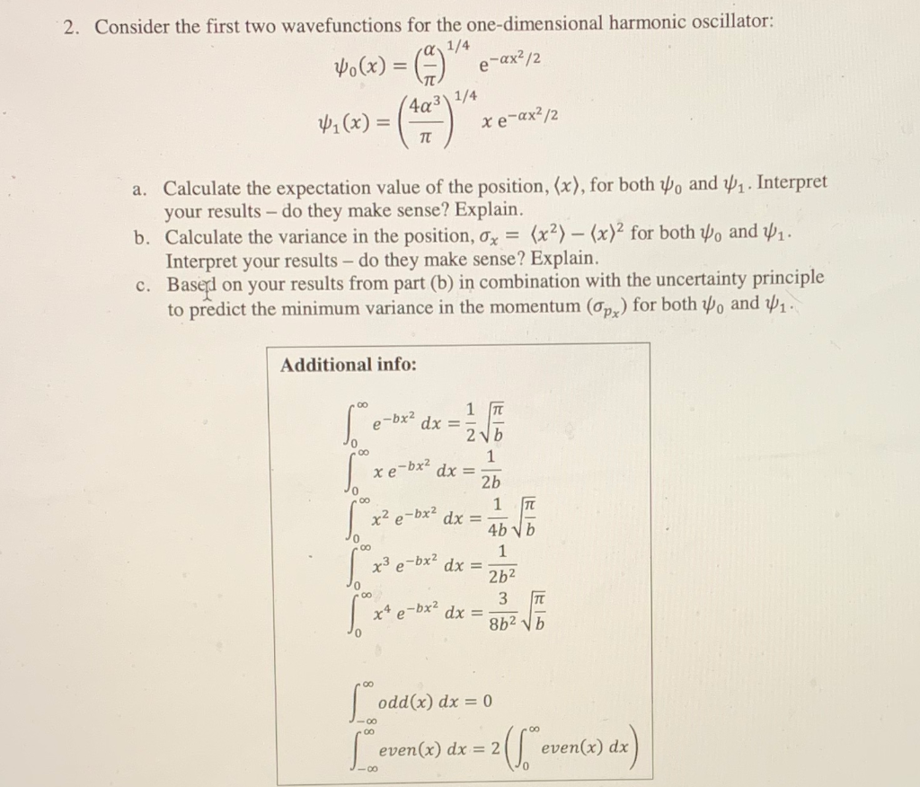 2. Consider the first two wavefunctions for the | Chegg.com