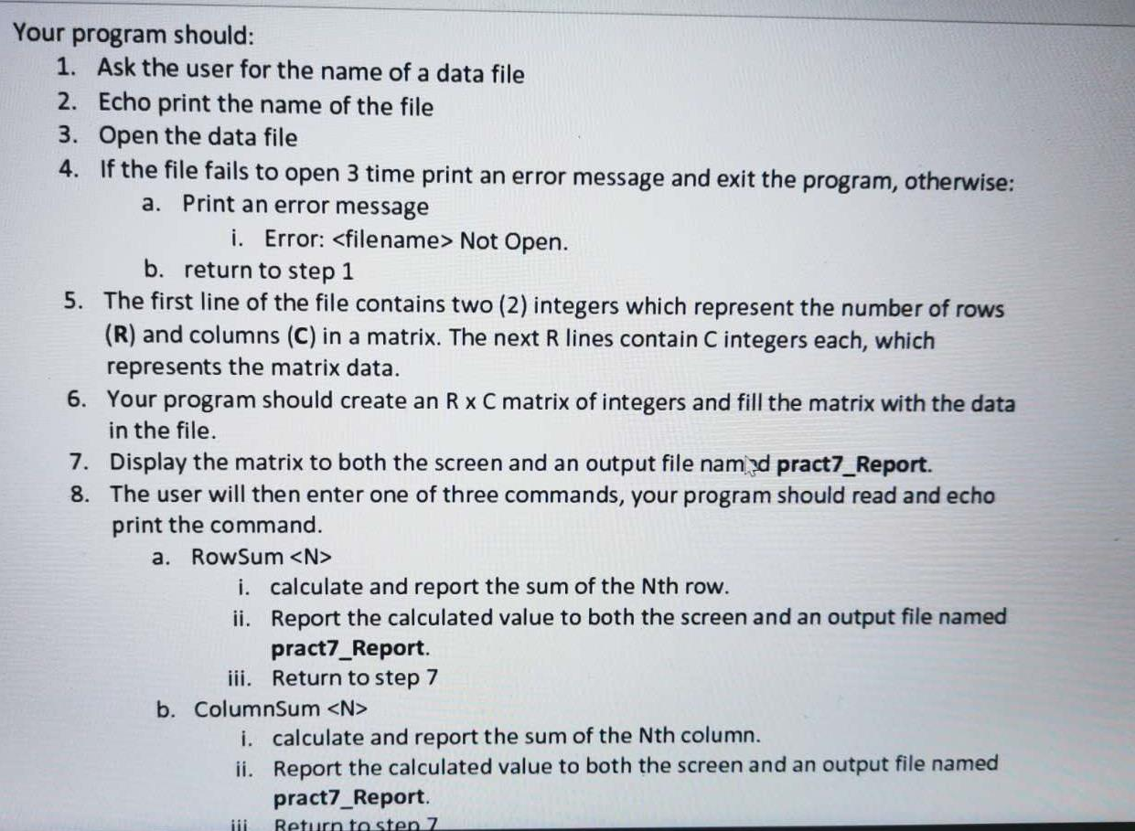 Solved Your program should: 1. Ask the user for the name of | Chegg.com