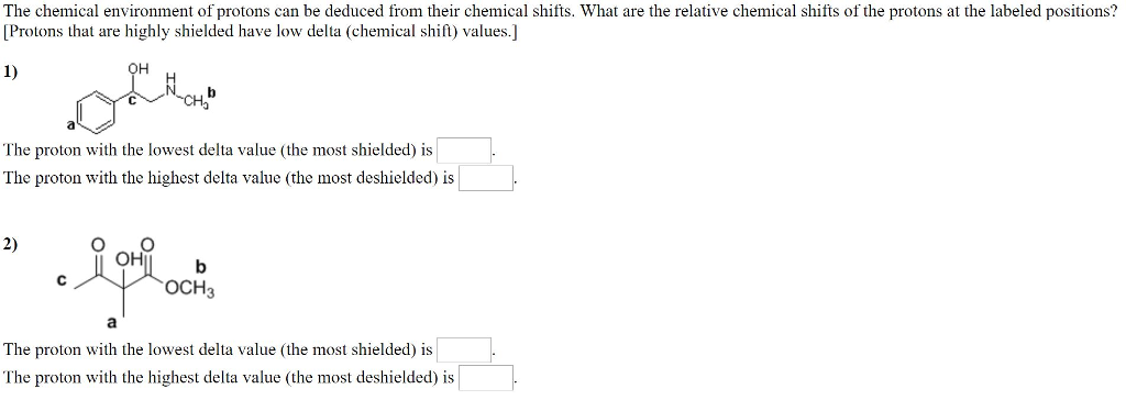 Solved The chemical environment of protons can be deduced | Chegg.com