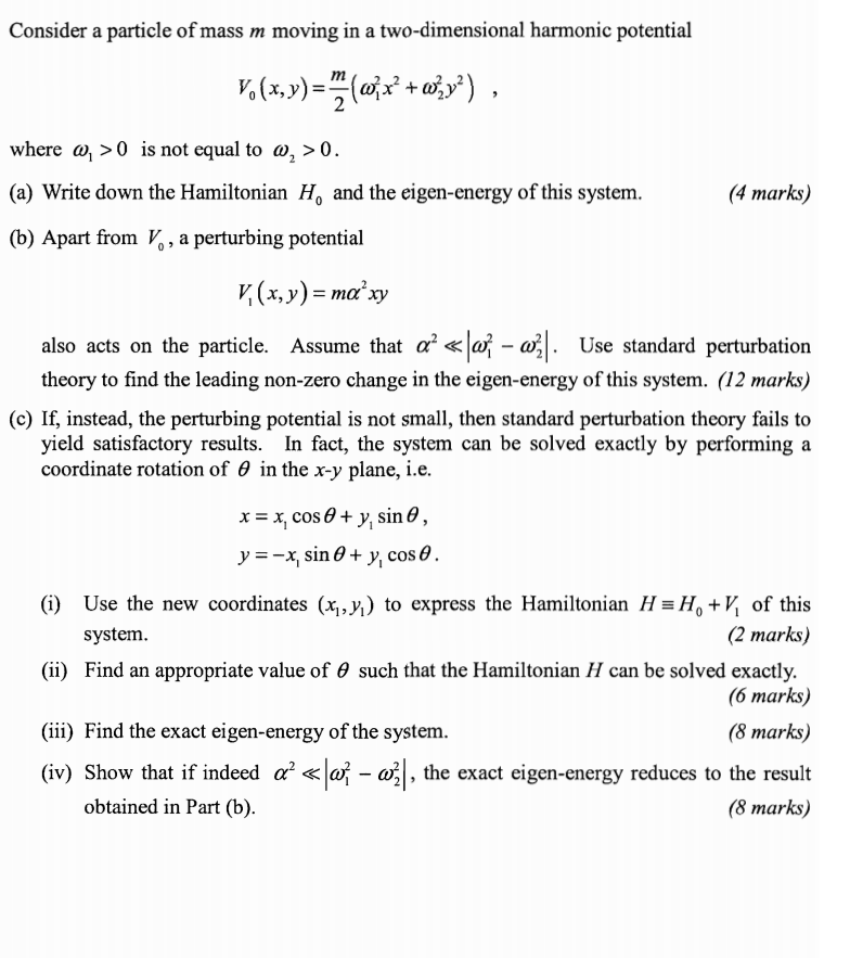 Consider a particle of mass m moving in a | Chegg.com