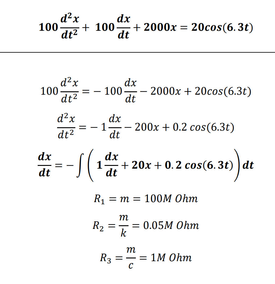 Solved Design An Analog Computer Circuit To Solve The 