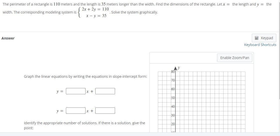 Solved The perimeter of a rectangle is 110 meters and the | Chegg.com