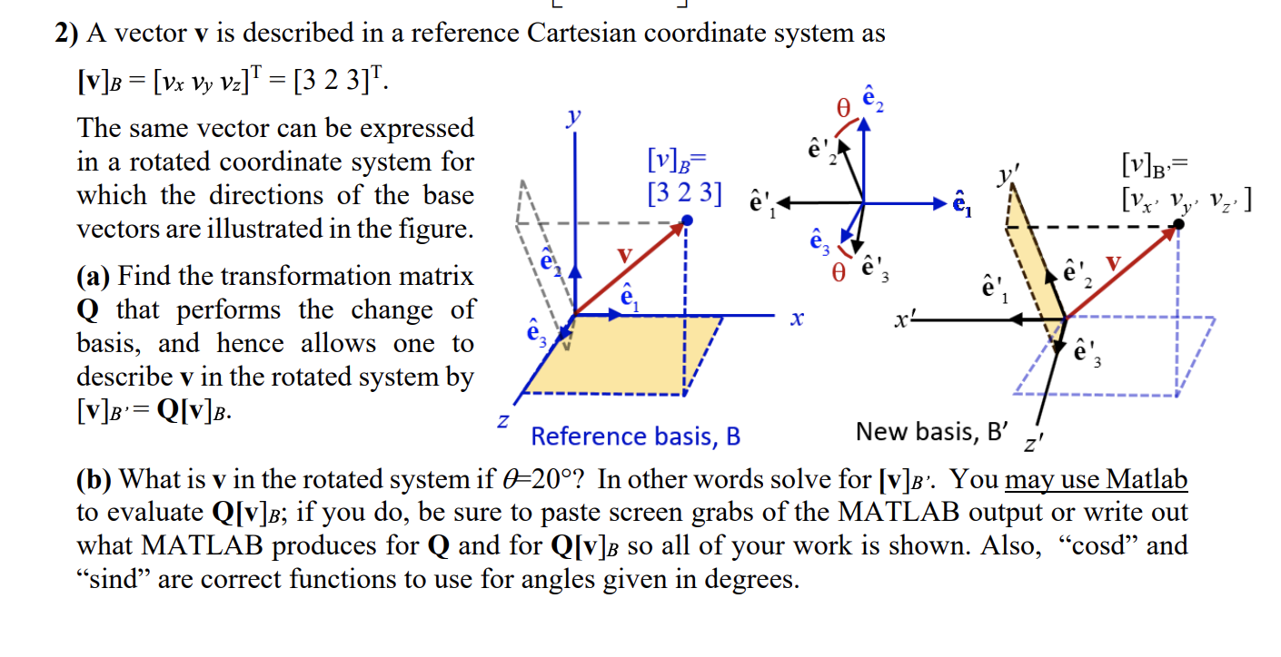 2) A vector v is described in a reference Cartesian | Chegg.com