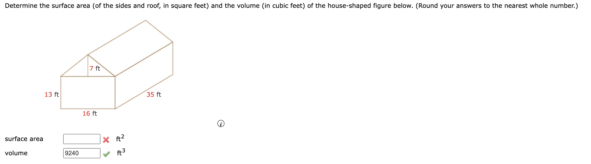Solved surface area ft2 volume ft3 | Chegg.com