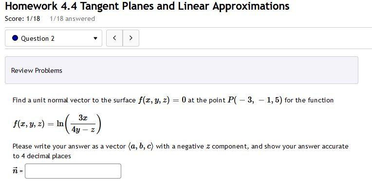 Solved Homework 4.4 Tangent Planes and Linear Approximations | Chegg.com