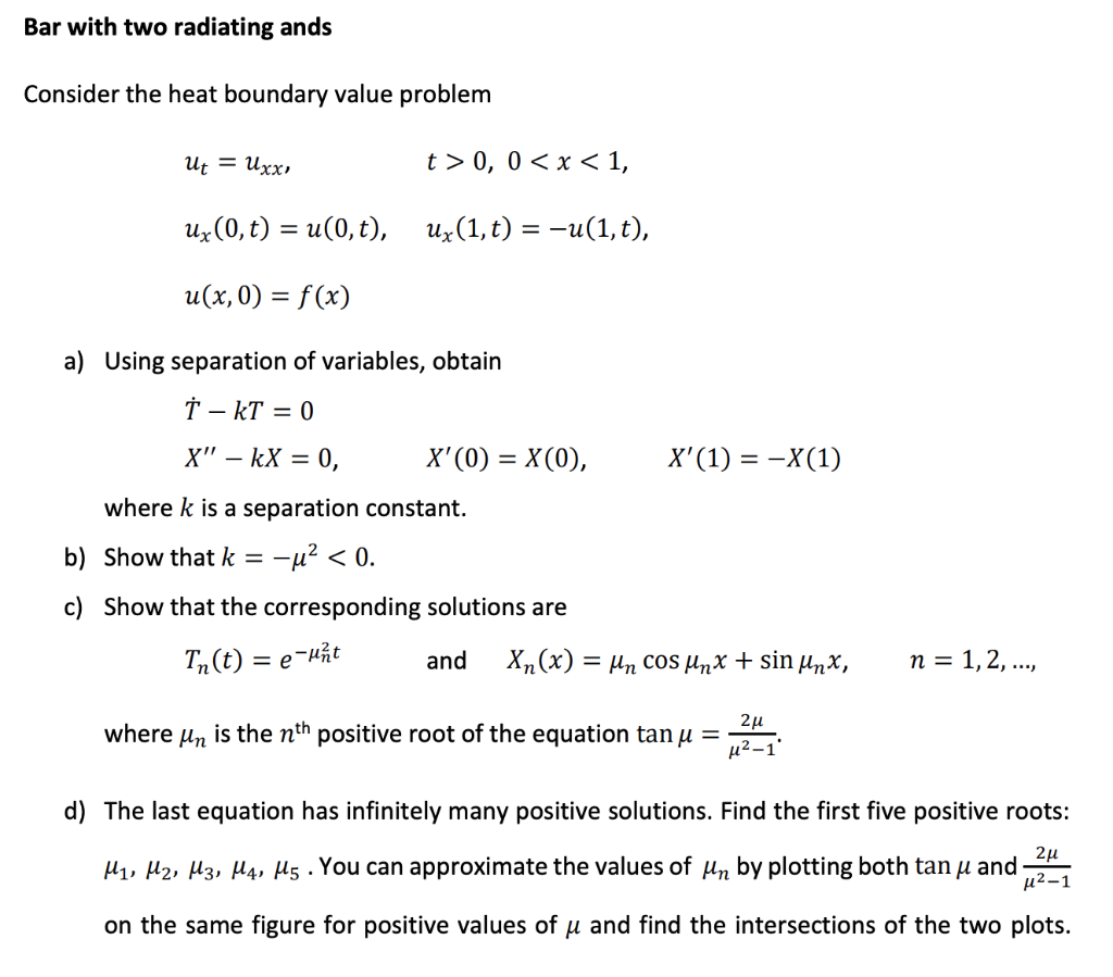 Solved Bar with two radiating ands Consider the heat | Chegg.com