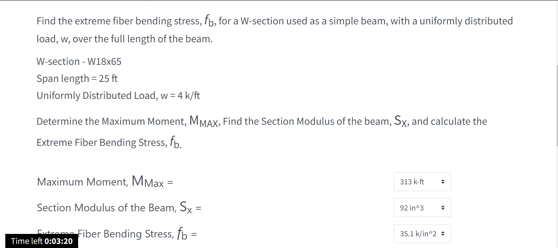 Solved Find the extreme fiber bending stress, fb, for a | Chegg.com