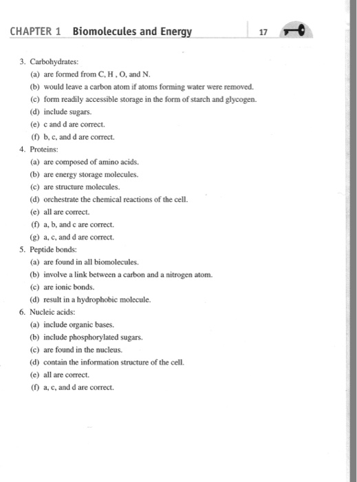 Solved CHAPTER 1 Biomolecules and Energy 17 3. | Chegg.com