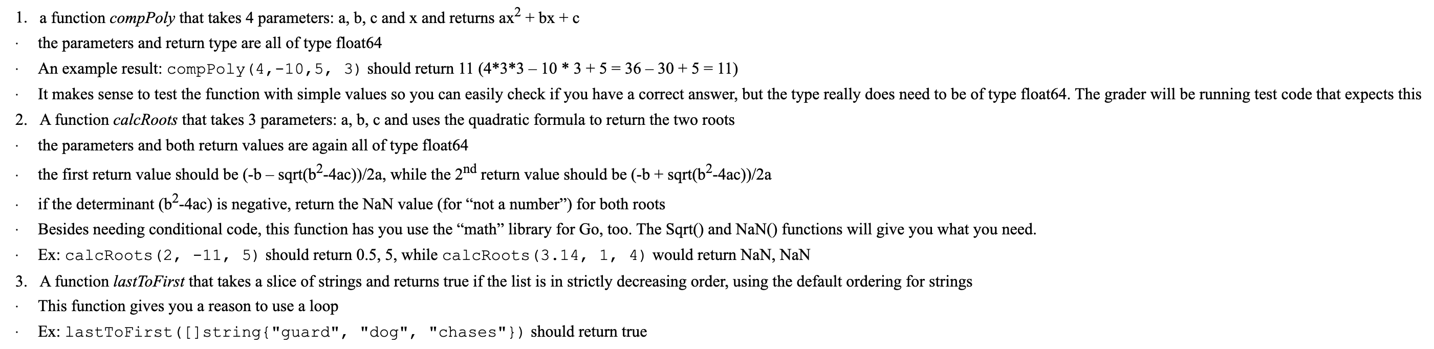 Solved Stuck on getting the GO functions coded to satisfy | Chegg.com