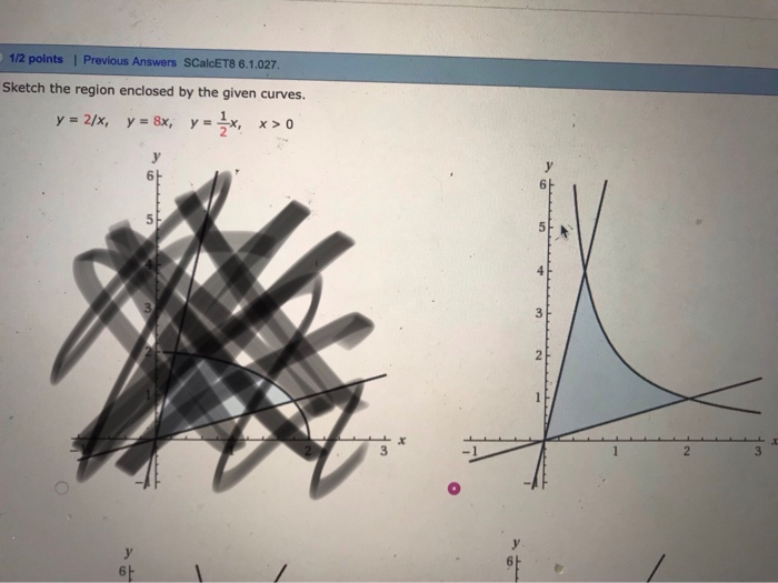 Solved 1/2 points | Previous Answers SCalcET8 6.1.027 Sketch | Chegg.com