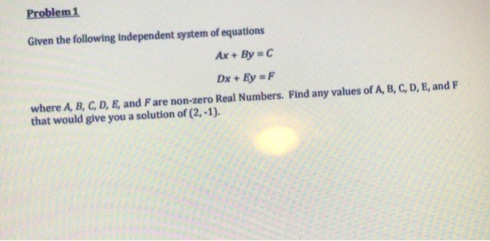 Solved Problem 1 Given the following independent system of | Chegg.com