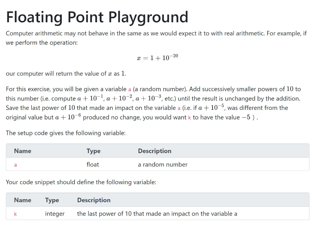 Solved Floating Point Playground Computer arithmetic may not | Chegg.com