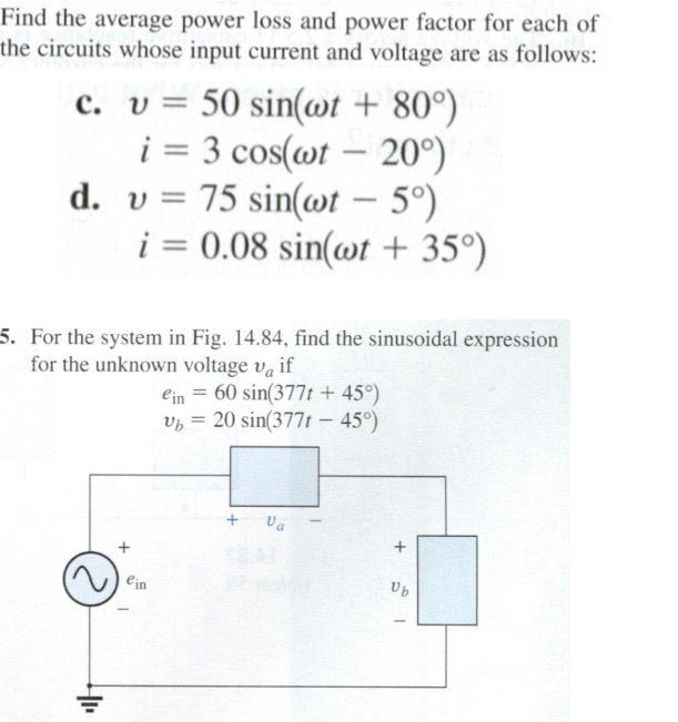 Solved Find the average power loss and power factor for each | Chegg.com