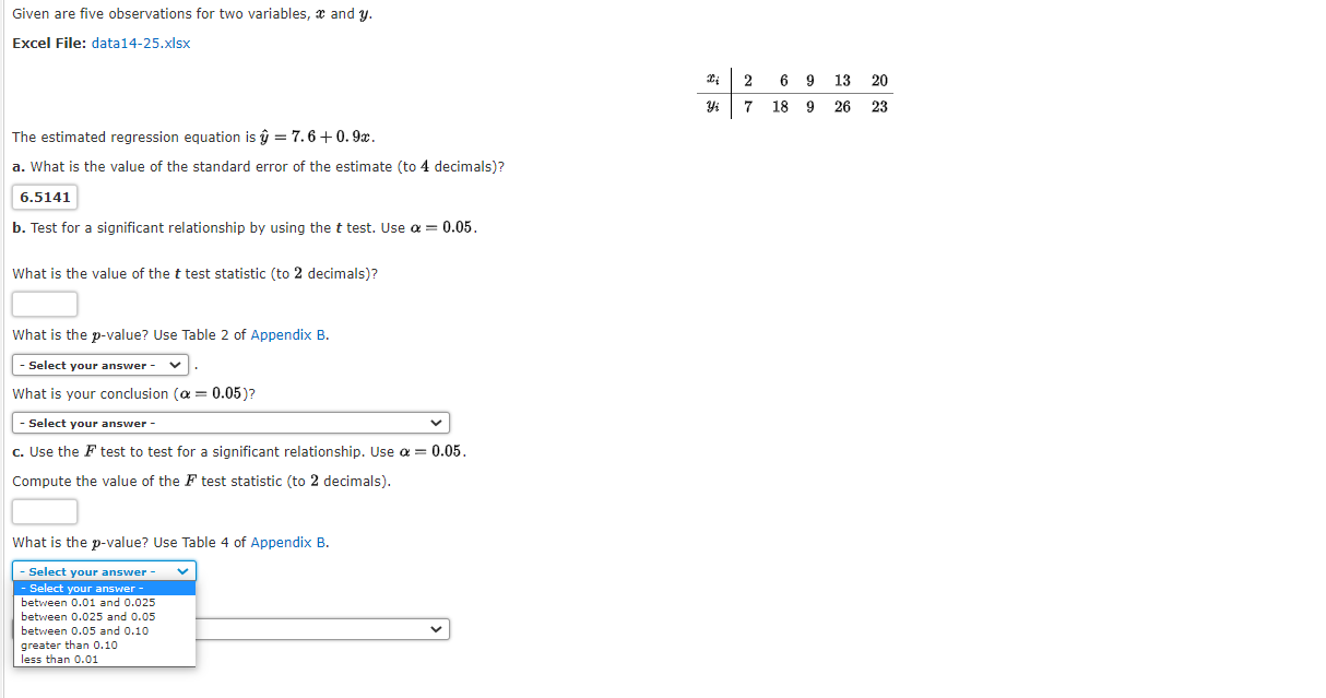 Solved Given Are Five Observations For Two Variables And 