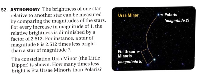 Solved 52. ASTRONOMY The brightness of one star relative to | Chegg.com