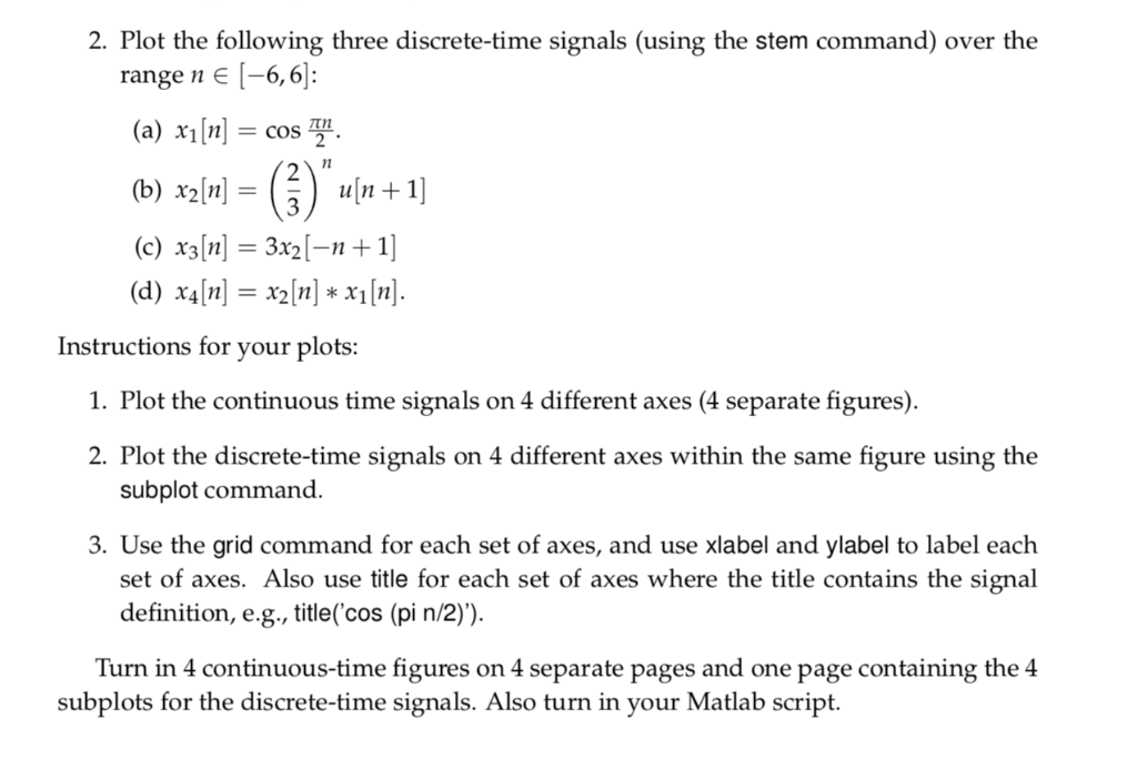 Solved 2. Plot the following three discrete-time signals | Chegg.com