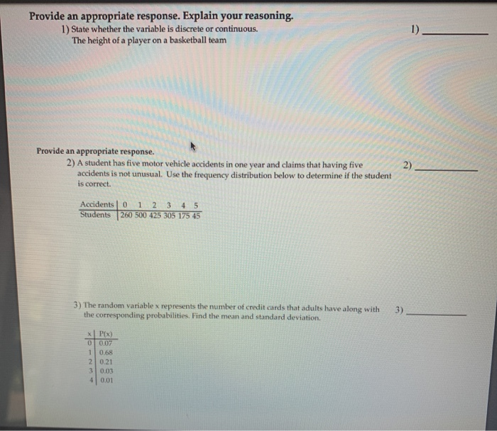 Solved Provide an appropriate response. Explain your | Chegg.com