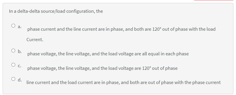 Solved In a delta-delta source/load configuration, the a. | Chegg.com