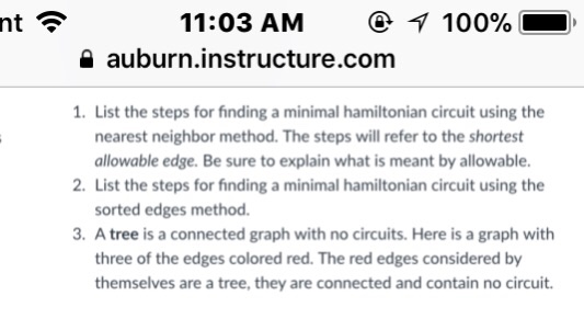 Solved 11:03 AM ④ 100% . auburn.instructure.com 1. List the | Chegg.com
