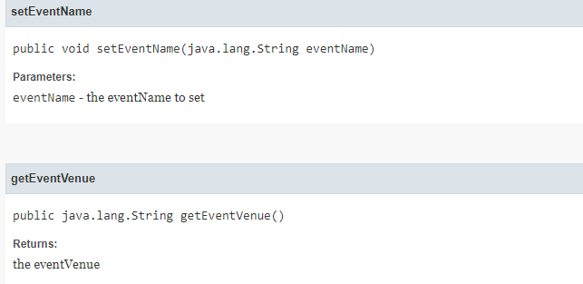 Solved Java program: Event.html describes an Event class | Chegg.com