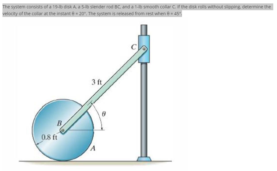 Solved The system consists of a 19-lb disk A, a 5-lb slender | Chegg.com