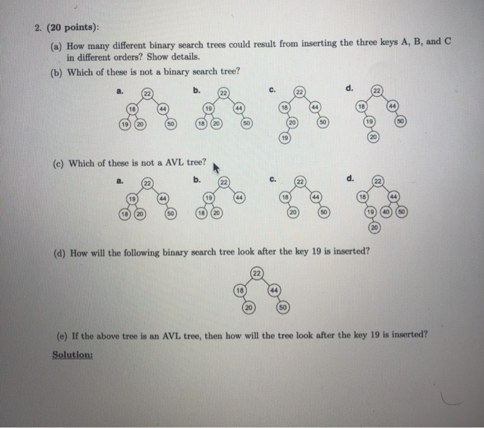 Solved 2. (20 points): (a) How many different binary search | Chegg.com