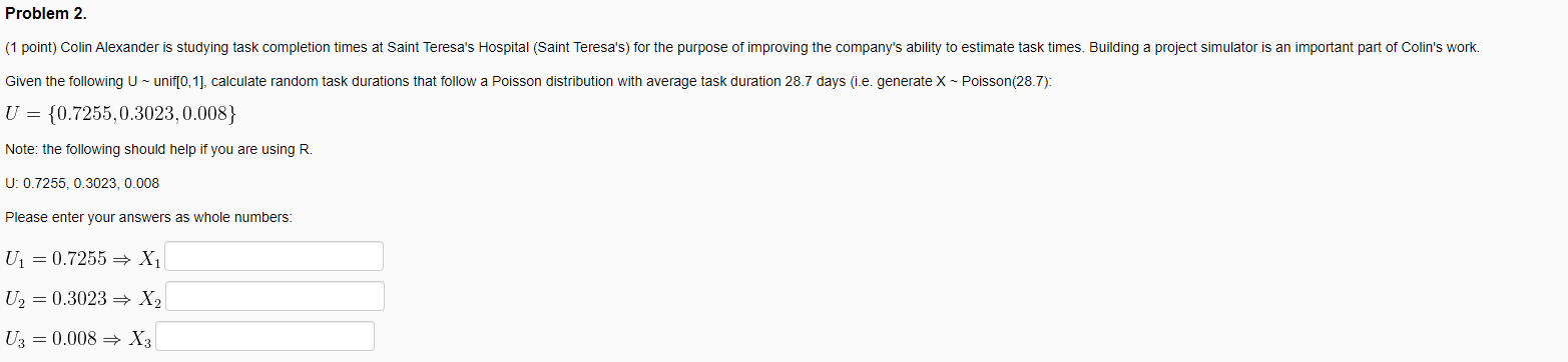 Solved Given the following U∼ unif[ [0,1], calculate random | Chegg.com