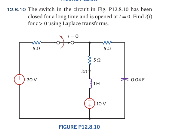 Solved 12.8.10 ﻿The switch in ﻿the circuit in ﻿Fig. P12.8.10 | Chegg.com
