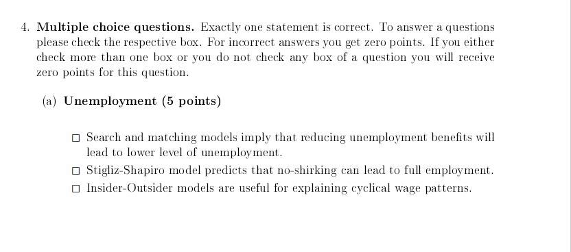 Solved 4. Multiple choice questions. Exactly one statement | Chegg.com