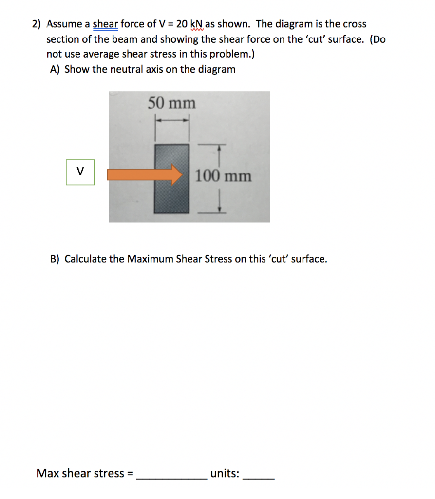 Solved 2) Assume a shear force of V = 20 kN as shown. The | Chegg.com