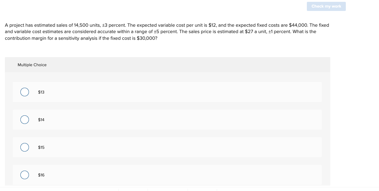 Solved A Project Has Estimated Sales Of 14500 Units Pm 3 