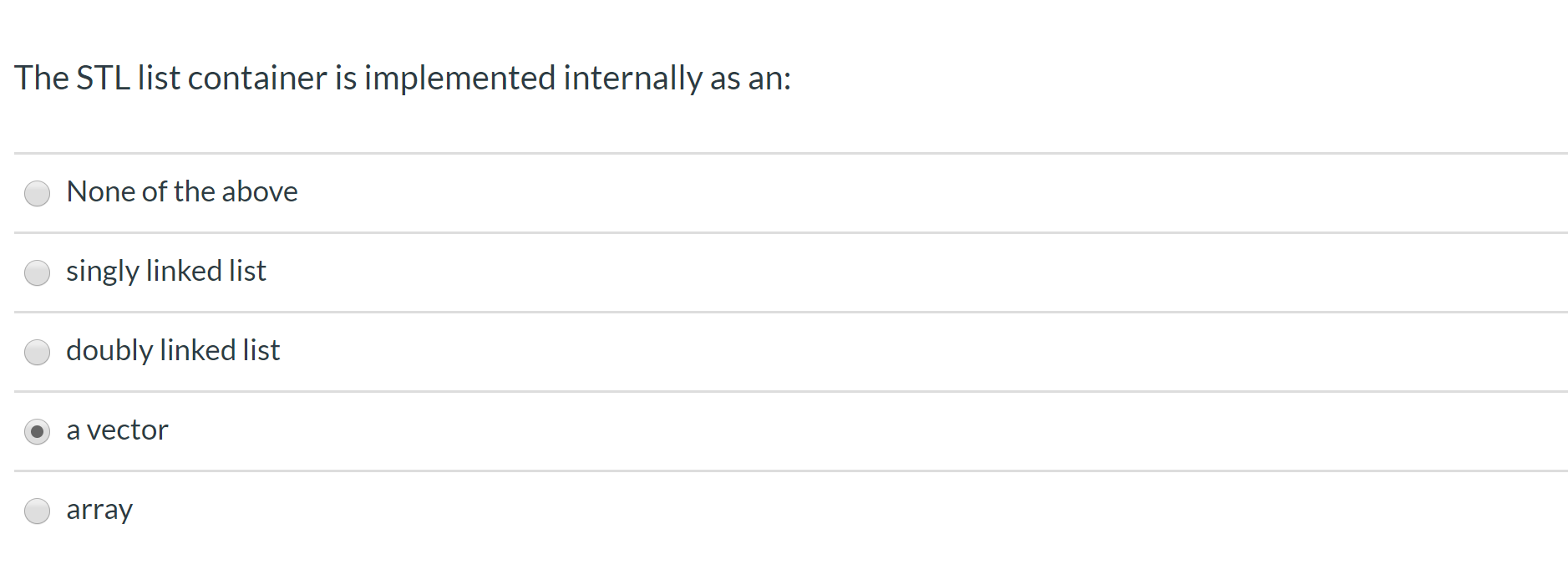 Solved The STL list container is implemented internally as | Chegg.com
