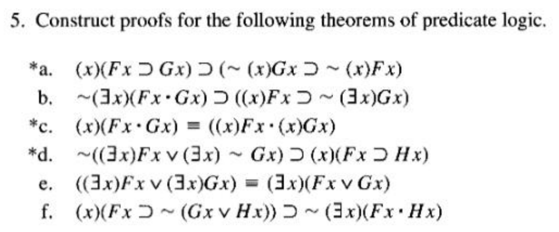 Solved 5. Construct proofs for the following theorems of | Chegg.com