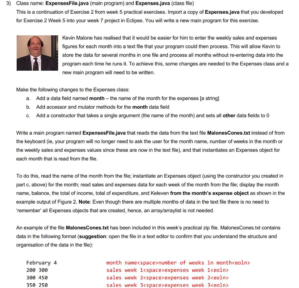 Solved 3) Class name: ExpensesFile.java (main program) and | Chegg.com