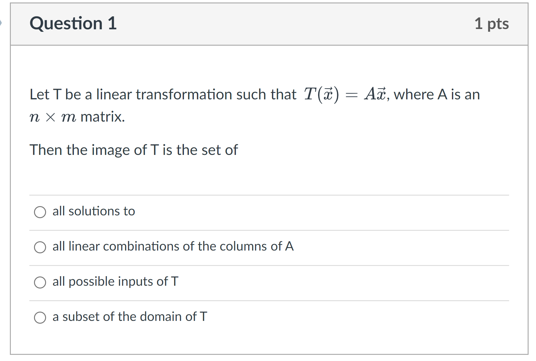 Solved Let T be a linear transformation such that T(x)=Ax, | Chegg.com